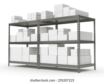 Warehouse Rack Blank Boxes Stock Illustration 235207123