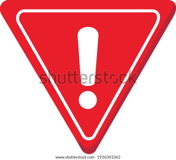 Warning Sign Red Upside Down Triangle: ภาพประกอบสต็อก 1936301062 ...