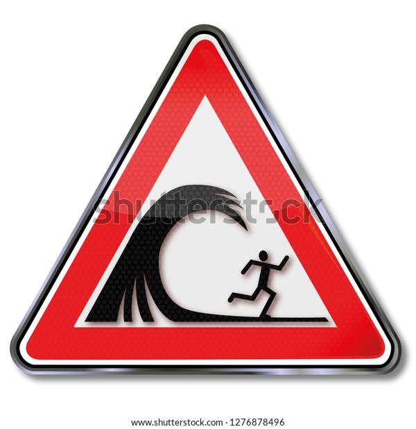 Warning Sign Riptide Stock Illustration 1276878496