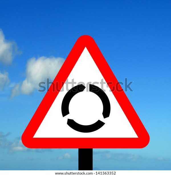 Warning Triangle Roundabout Road Traffic Sign Stock Illustration ...
