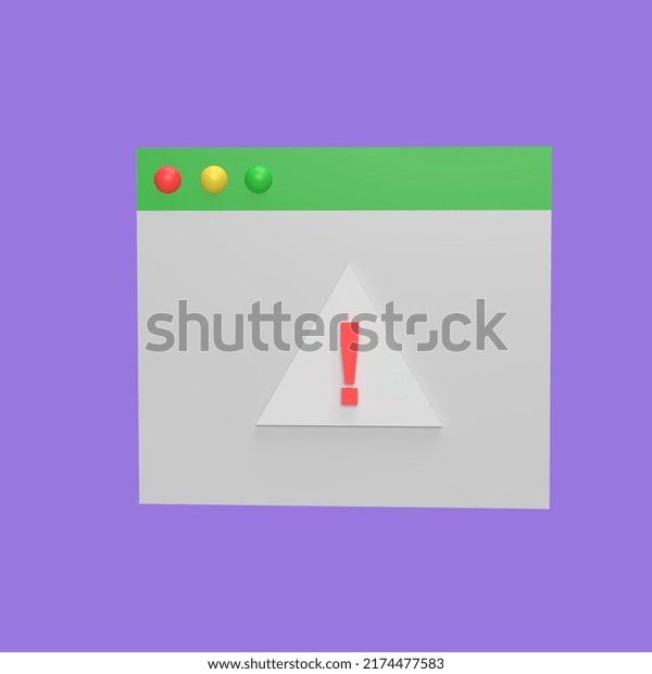 Warning Website 3d Icon Model Cartoon Stock Illustration 2174477583 ...