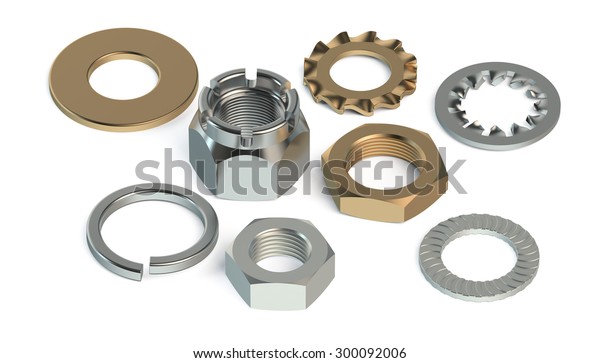 Washers Nuts Isolated On White Background Stock Illustration 300092006 ...