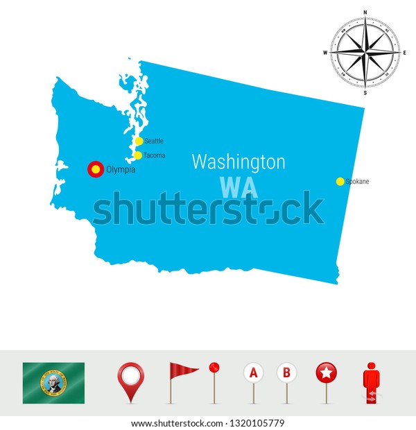 Washington Map Isolated On White Background Stock Illustration ...