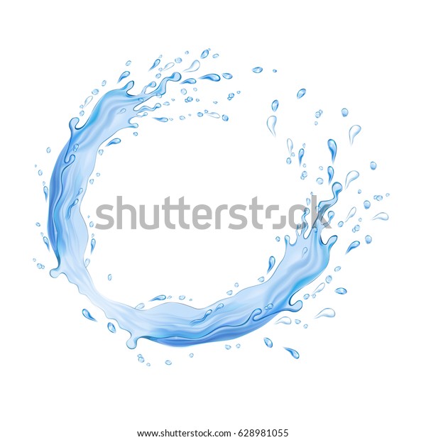 Water frame. Splash of water flow in a circle. The raster version.