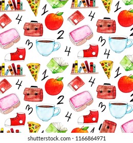 Watercolor Back School Pattern Background Stock Illustration 1166864971 ...