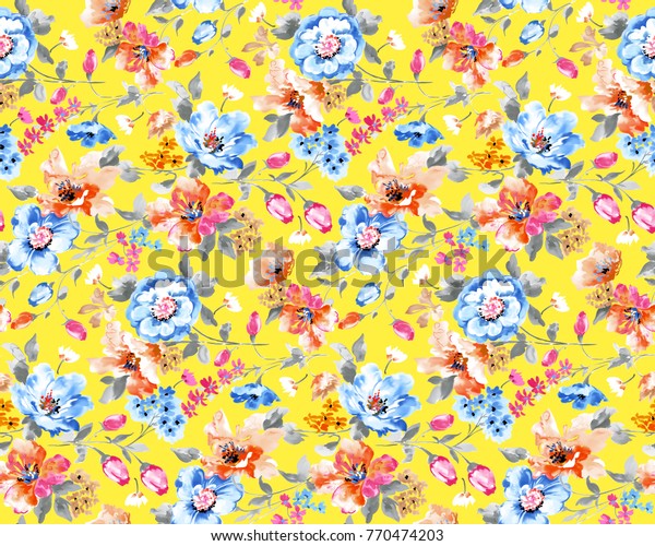 Watercolor Flower Pattern Background Stock Illustration 770474203