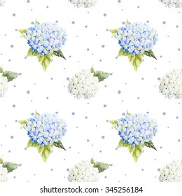 Watercolor Hydrangea Pattern Polka Dot Wallpaper Stock Illustration ...