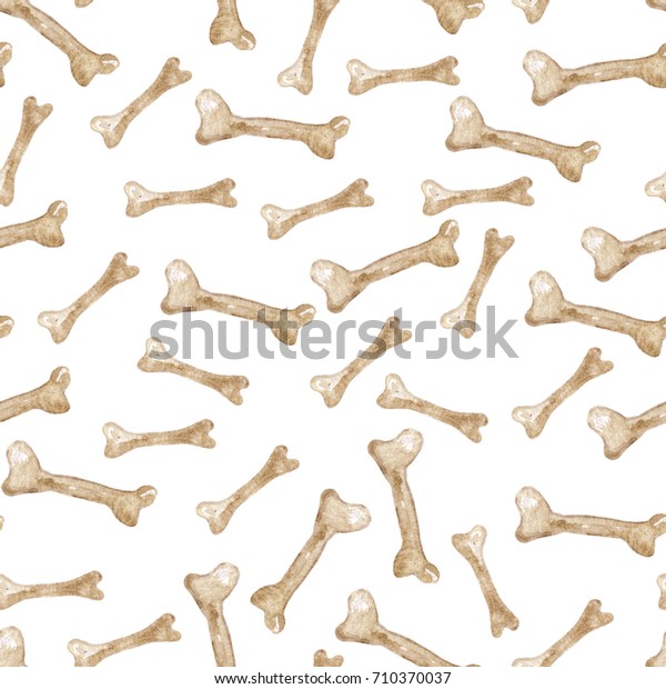Watercolor Pattern Bones On White Background Stock Illustration ...