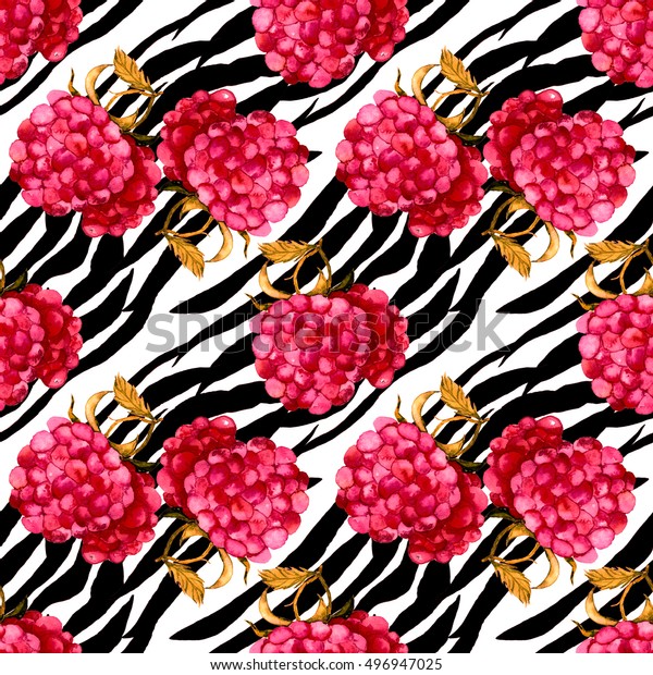 Watercolor Raspberry Seamless Pattern Stock Illustration 496947025