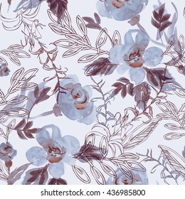 Decorative Flowers Lily Design Seamless Pattern Stock Illustration 1869739081