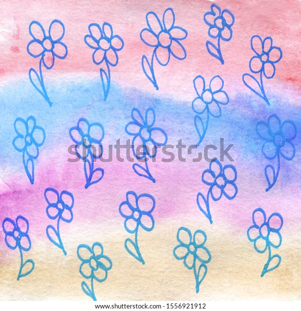 Watercolor Texture Elements Lines Squares Circles Stock Illustration ...