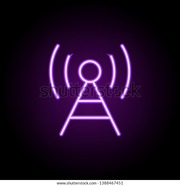 Wave Antenna Neon Icon Elements Media Stock Illustration 1388467451 ...