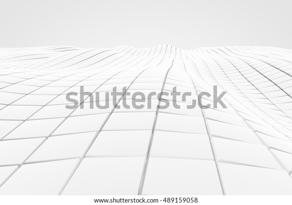 Wavy Surface Made White Cubes Glowing Stock Illustration 489159058 ...