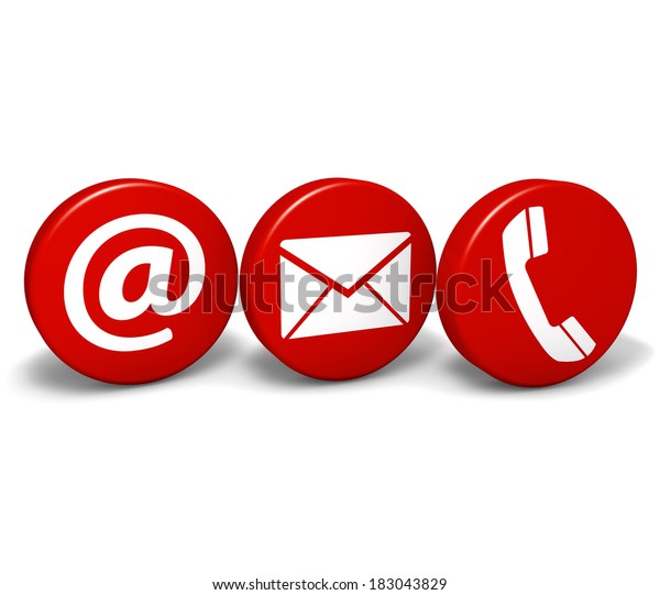 Web and Internet contact us concept with email, at and telephone icons ...