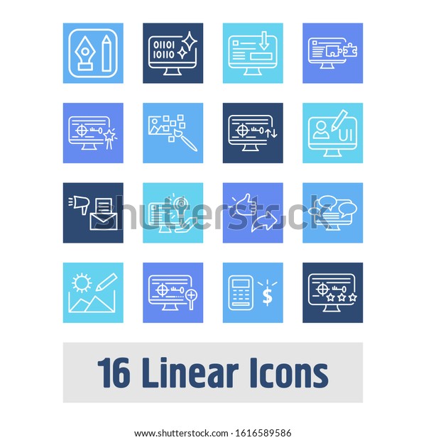 Webdesign Icon Set Raster Art Ui: ภาพประกอบสต็อก 1616589586 | Shutterstock