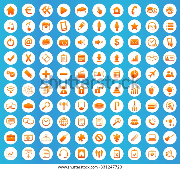 Webdesign Icons Set Orange Image White Stock Illustration 331247723 ...