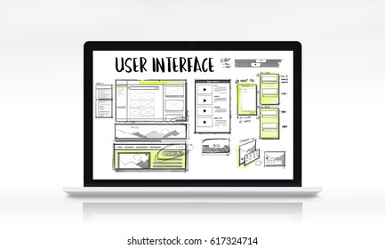 Website Development Layout Sketch Drawing Stock Illustration 617324714