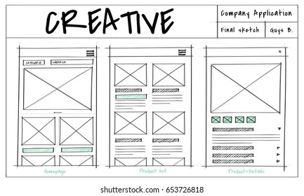 Website Template Sketch Layout Idea Stock Illustration 662414446 ...