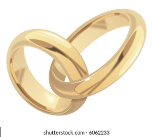 Two Golden Wedding Rings Linked Together Stock Illustration 8193616