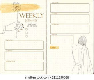Weekly Planner Template Back School Study Stock Illustration 2111359088 ...
