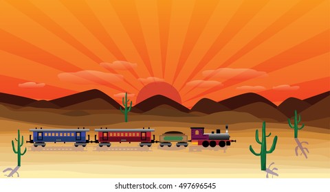 Western Scene Train Stock Illustration 497696545 | Shutterstock