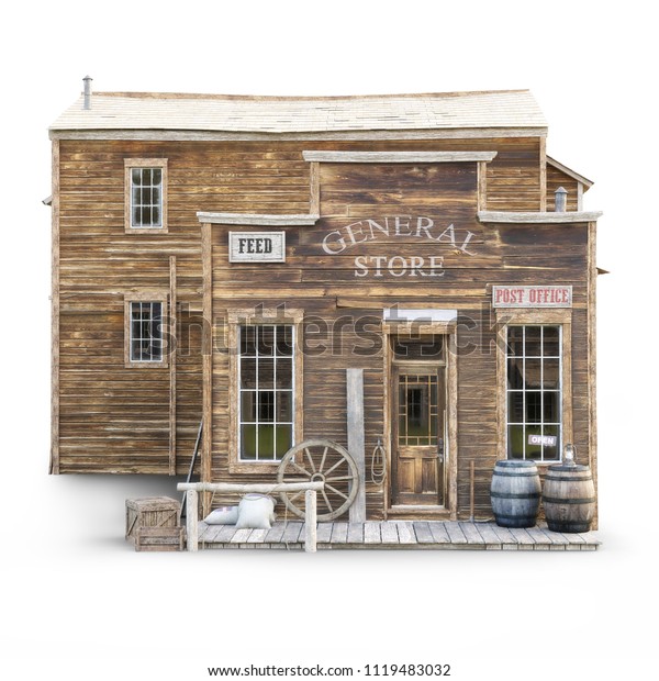 Western Town Rustic General Store On Stock Illustration 1119483032