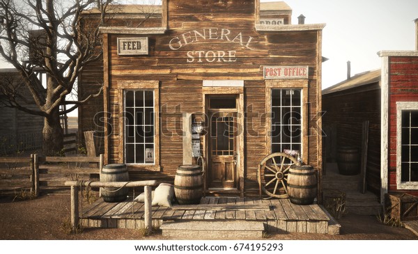 Western Town Rustic General Store 3d Stock Illustration 674195293