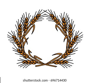 Wheat Rye Frame Wreath Isolate Object Stock Illustration 696714430 ...