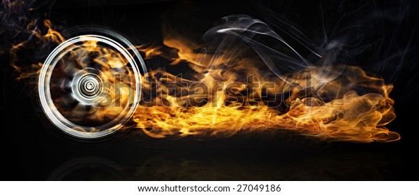 Wheel On Fire Stock Illustration 27049186