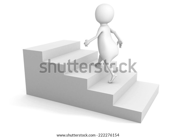 White 3d Man Steps On Stair Stock Illustration 222276154 | Shutterstock