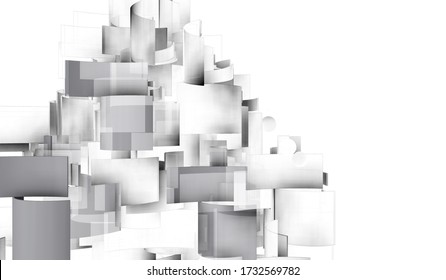 White Architectural Structure Over White Background Stock Illustration ...