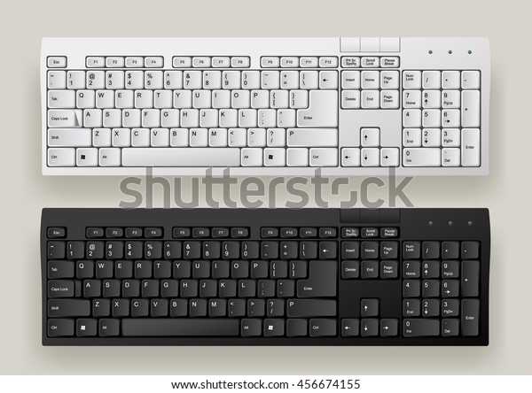 White Black Computer Keyboards Stock Illustration 456674155