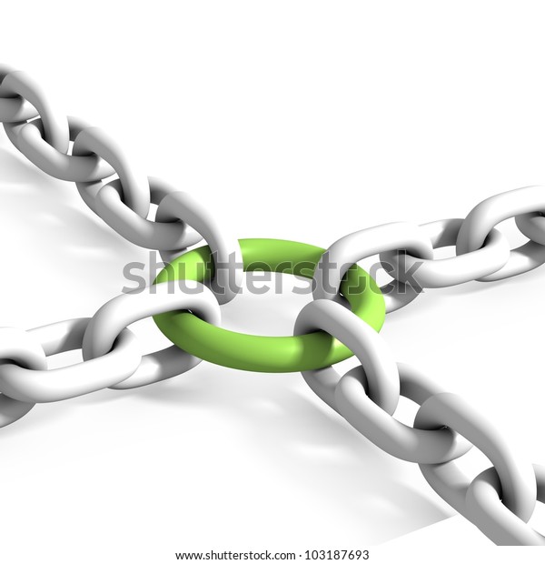 White Chains Green Link Computer Render Stock Illustration 103187693 ...