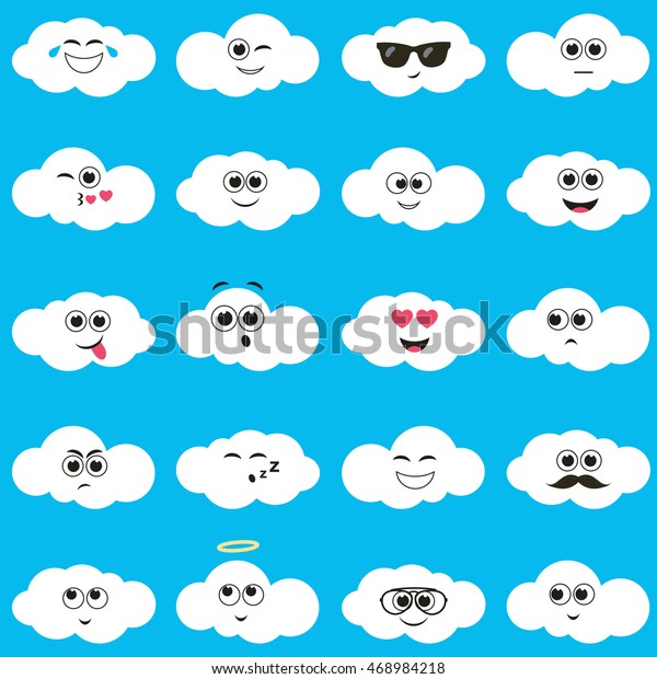 White Clouds Smiley Faces Raster Version Stock Illustration 468984218 ...