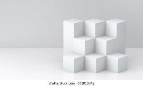 White Cube Boxes White Blank Wall Stock Illustration 661818742
