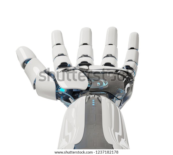 White Cyborg Opening His Hand Isolated Stock Illustration 1237182178