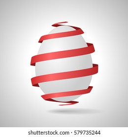 White Egg Red Ribbon Easter Symbol Stock Illustration 579735244 ...