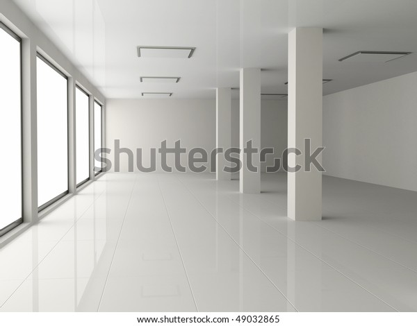 White Empty Hall Pillar Stock Illustration 49032865