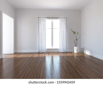 White Empty Room Interior Sunlight On Stock Illustration 1559942459 ...