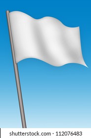 Vector Blank White Flying Flag On: vetor stock (livre de direitos ...