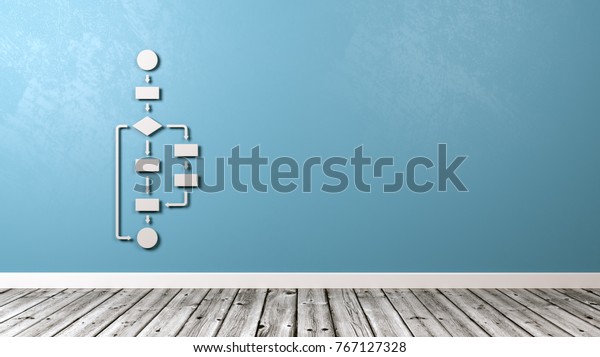 White Flow Chart Schema On Blue Stock Illustration 767127328 | Shutterstock