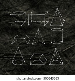 White Freehand Sketch Drawing Solid Figures Stock Illustration 500845363