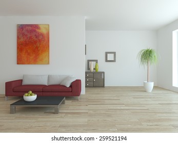 White Interior Design3d Rendering Stock Illustration 259521194 ...
