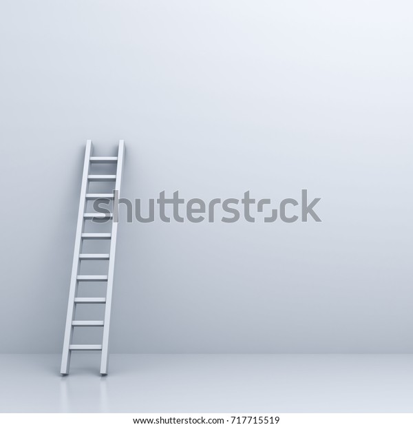 White Ladder On White Wall Background Stock Illustration 717715519 ...