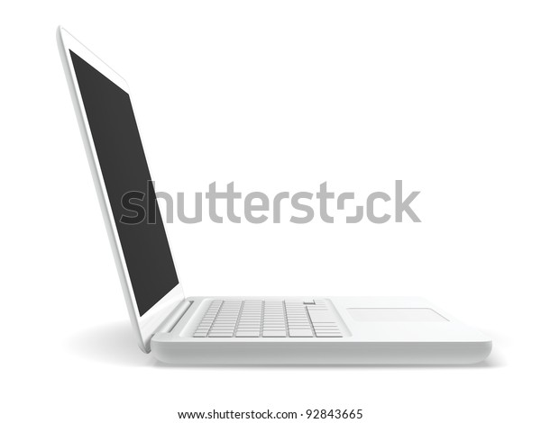 White Laptop Isolated White Background Side Stock Illustration 92843665 ...