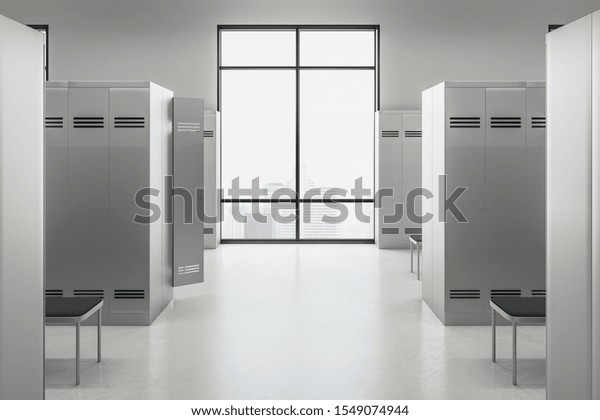 White Locker Room Interior Window Daylight Stock Illustration ...