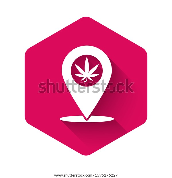 White Map Pointer Marijuana Cannabis Leaf Stock Illustration 1595276227 ...