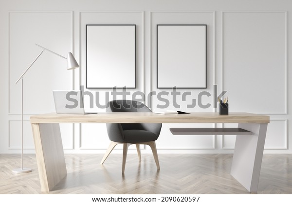 White Office Interior Design Using Creative Stock Illustration ...