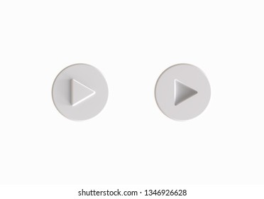 White Plastic Round Play Button Two Stock Illustration 1346926628 ...