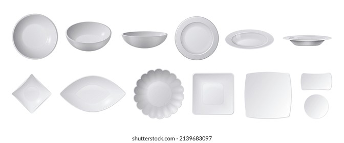 White Realistic Plates Top View Plate Stock Illustration 2139683097 ...